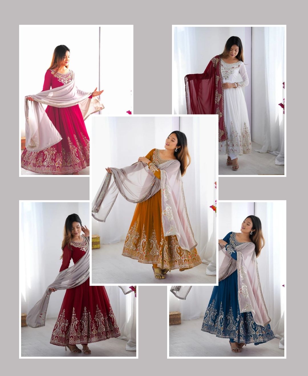 Beautiful Embroidered Anarkali Gowns in Vibrant Shades – House of she look
